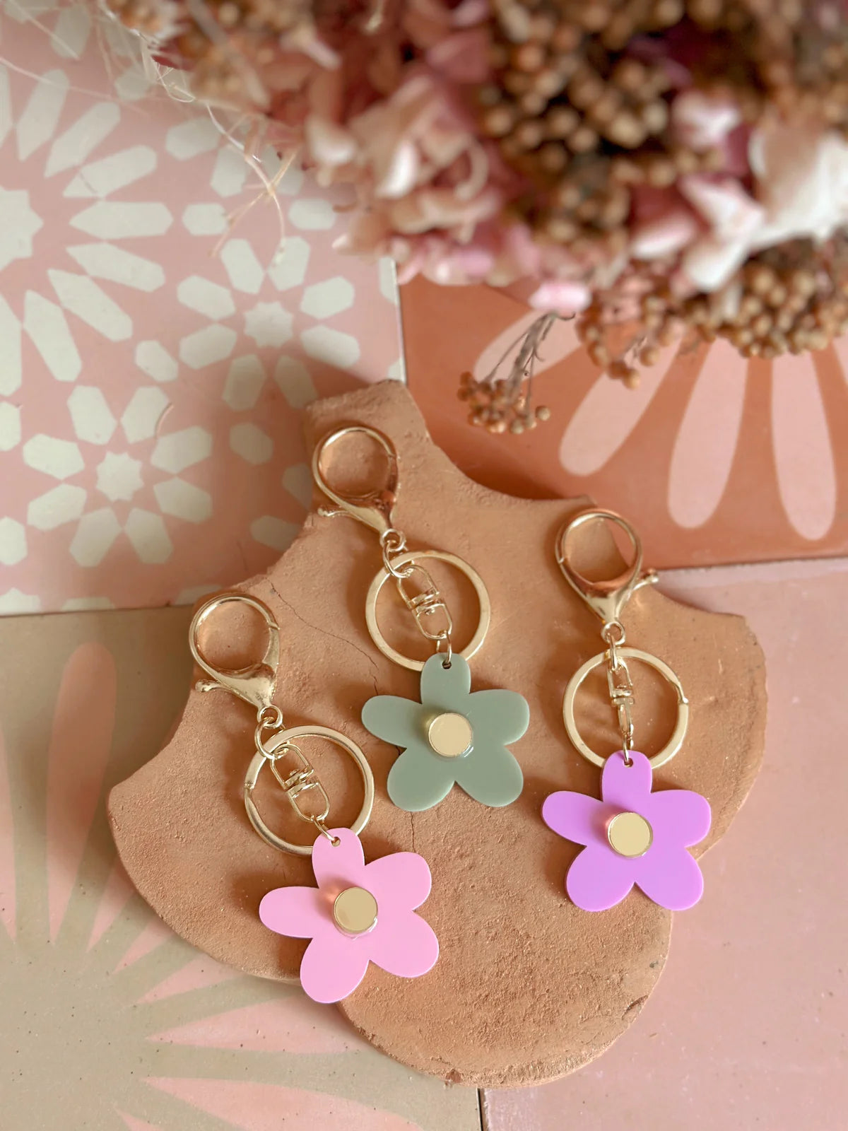 Foxie Collective - Flower Keyring -Candy PInk – Behind The Trees